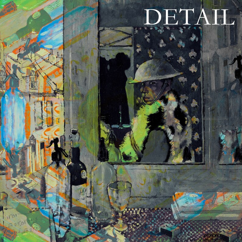 Green Abstract Portrait of a WWI Soldier Surreal Print | Etsy