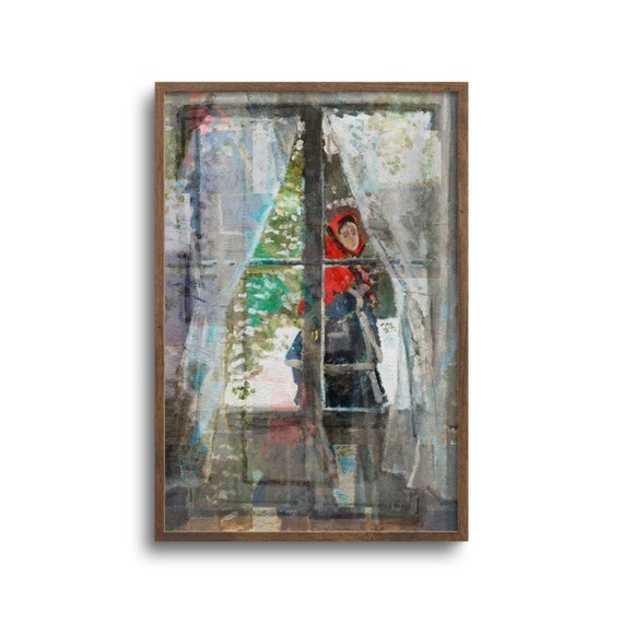 Vintage Portrait of a Woman at the Window Monet Altered | Etsy