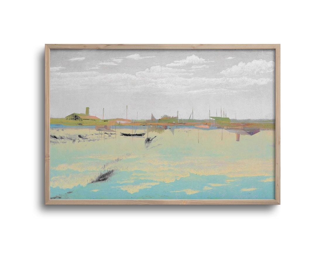 Seaside Landscape Print, Muted Colors, Altered Vintage Painting ...