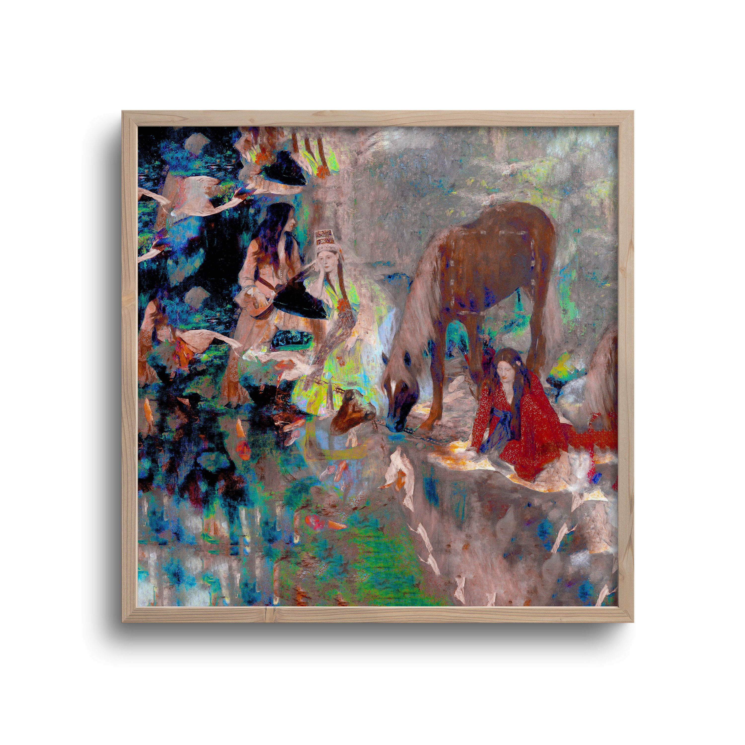 Women at the River Surreal Art Print Altered Vintage | Etsy