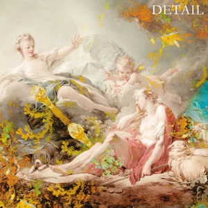 Altered Antique Oil Painting, Vintage Rococo Wall Art, Surreal Print ...