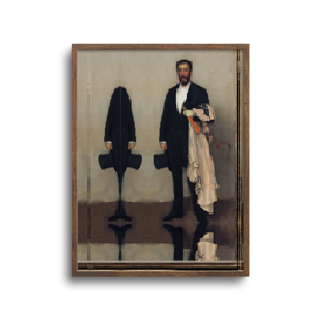 Vintage Tuxedo Man Portrait, Surreal Pixel Glitch Art Print or Canvas ...