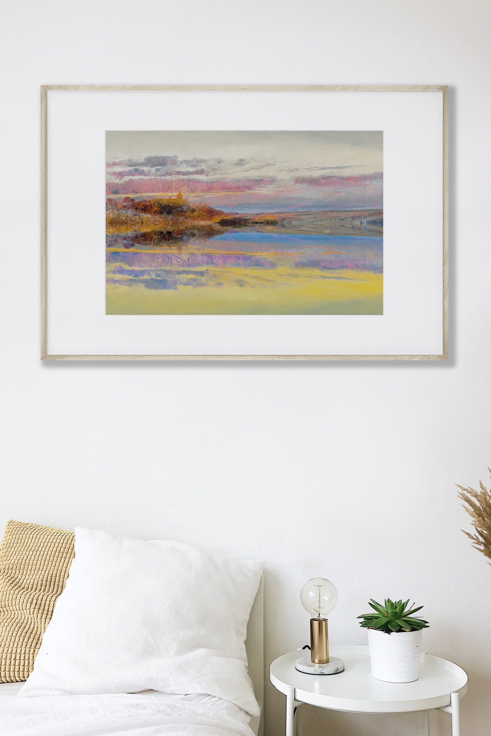 Surreal Sunset Landscape, Altered Antique Oil Painting, Original ...