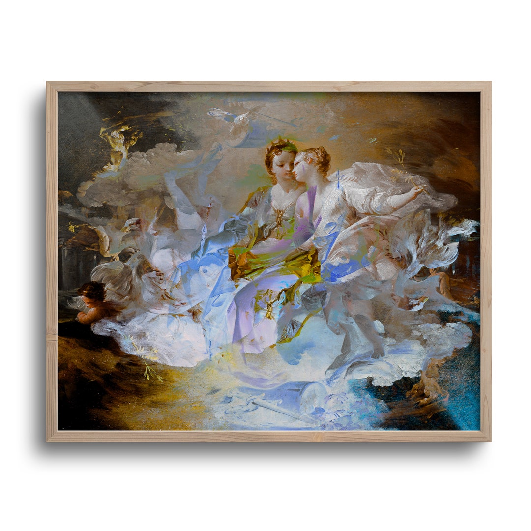 Altered Antique Oil Painting, Rococo Wall Art, Eclectic Wall Decor ...