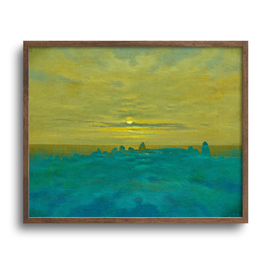 Surreal Ocean Sunset, Altered Antique Oil Painting, Original Artwork ...