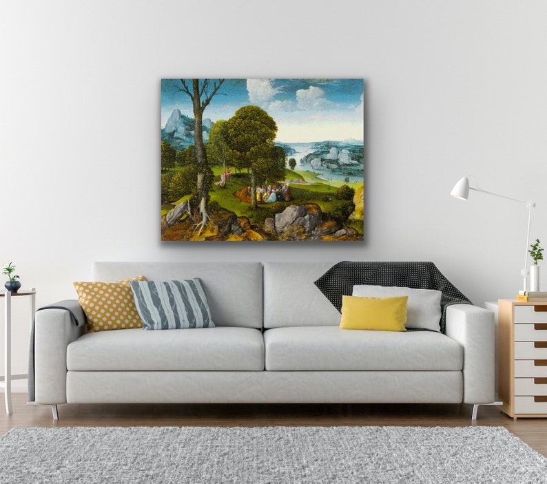 Altered Antique Landscape Painting, Pixel Art, Original Artwork, Large ...