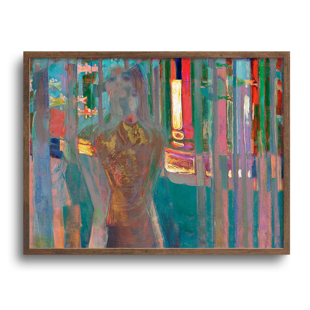 Surreal Portrait of a Woman, Altered Painting After Munch, Colorful ...