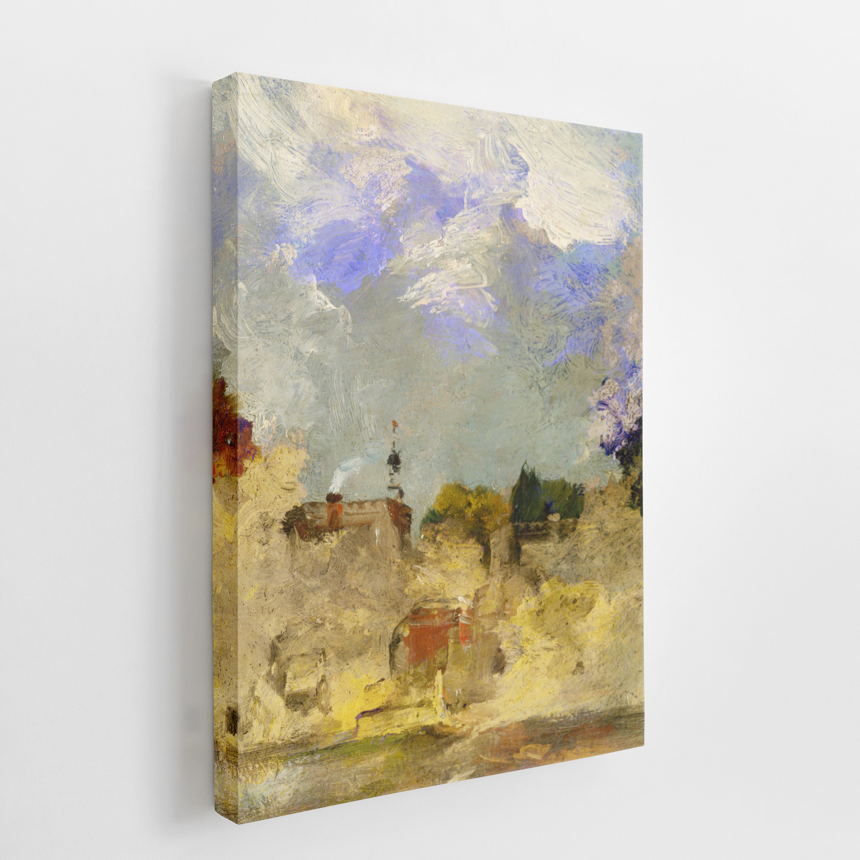 Altered Antique Oil Painting, Abstract Countryside Landscape, Original ...