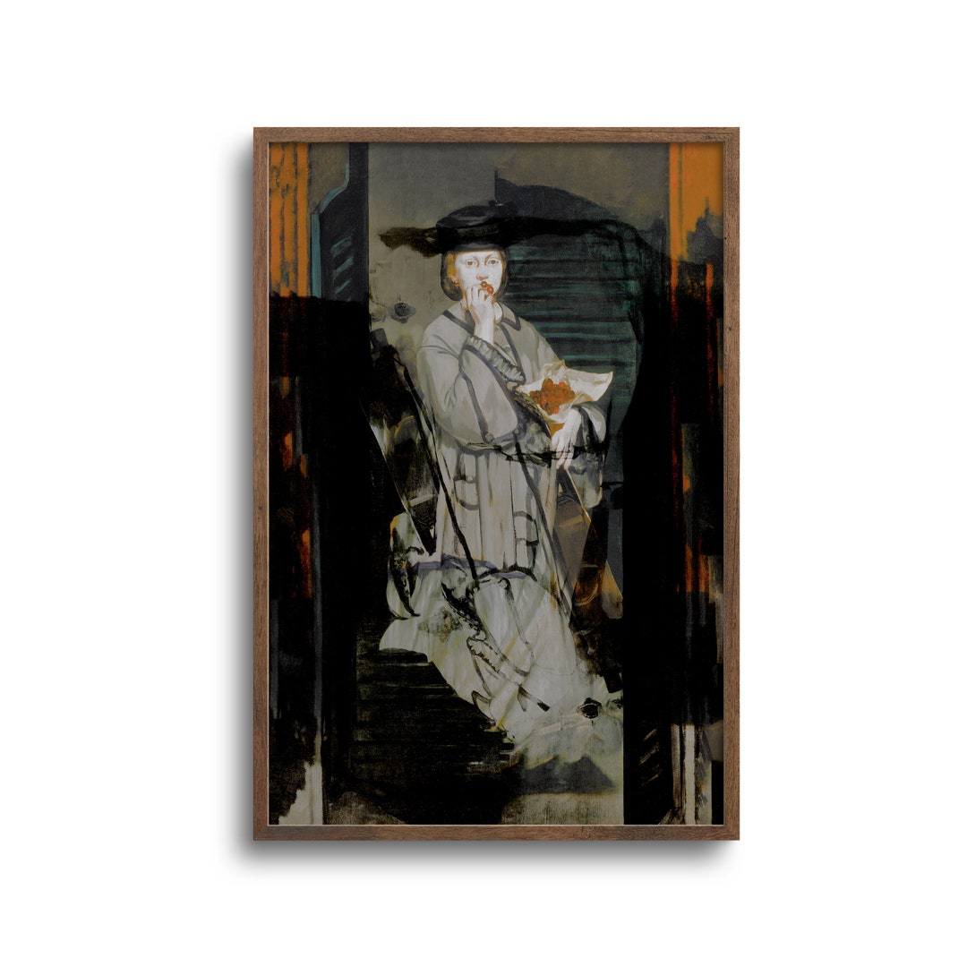 Vintage Portrait of a Lady After Manet, Altered Antique Oil Painting ...