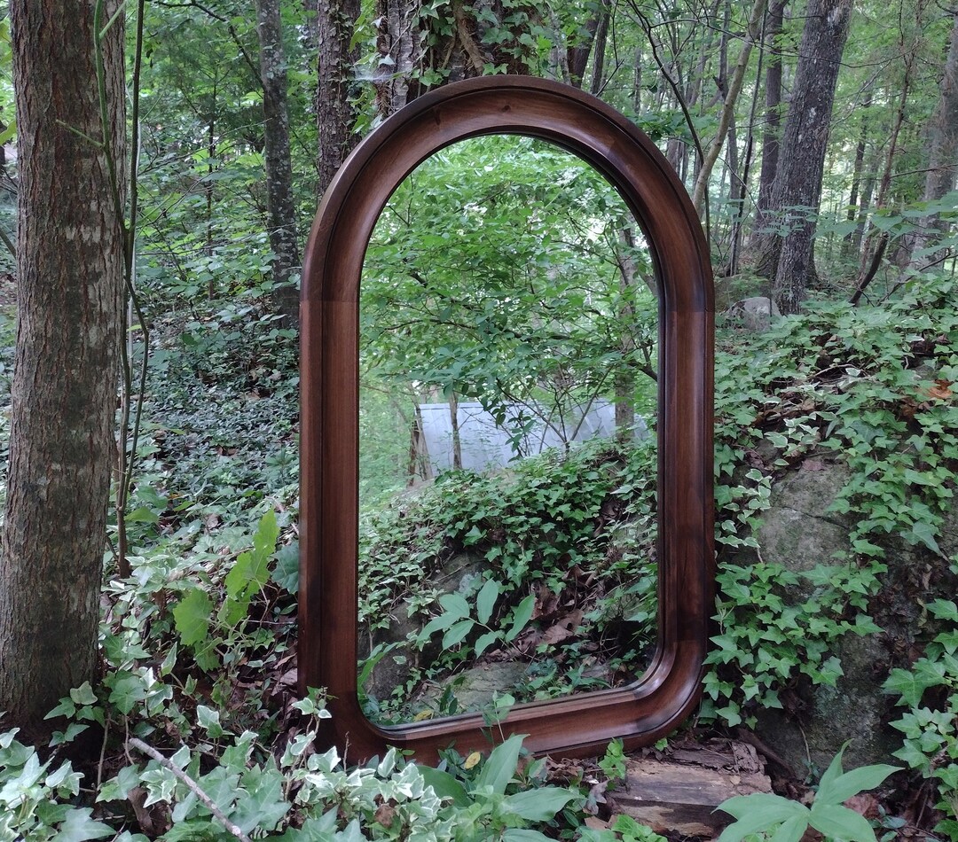 Full Arch Mirror - Rustic Cove Profile - Walnut Tone Finish - Etsy