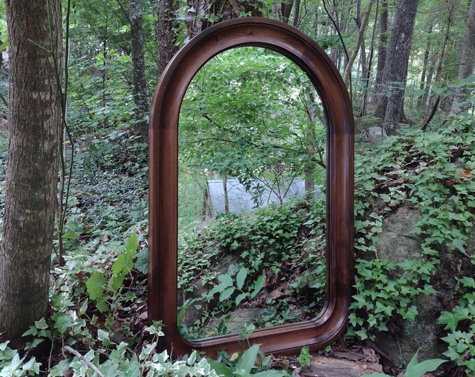 Full Arch Mirror Rustic Cove Profile Walnut Tone Finish - Etsy