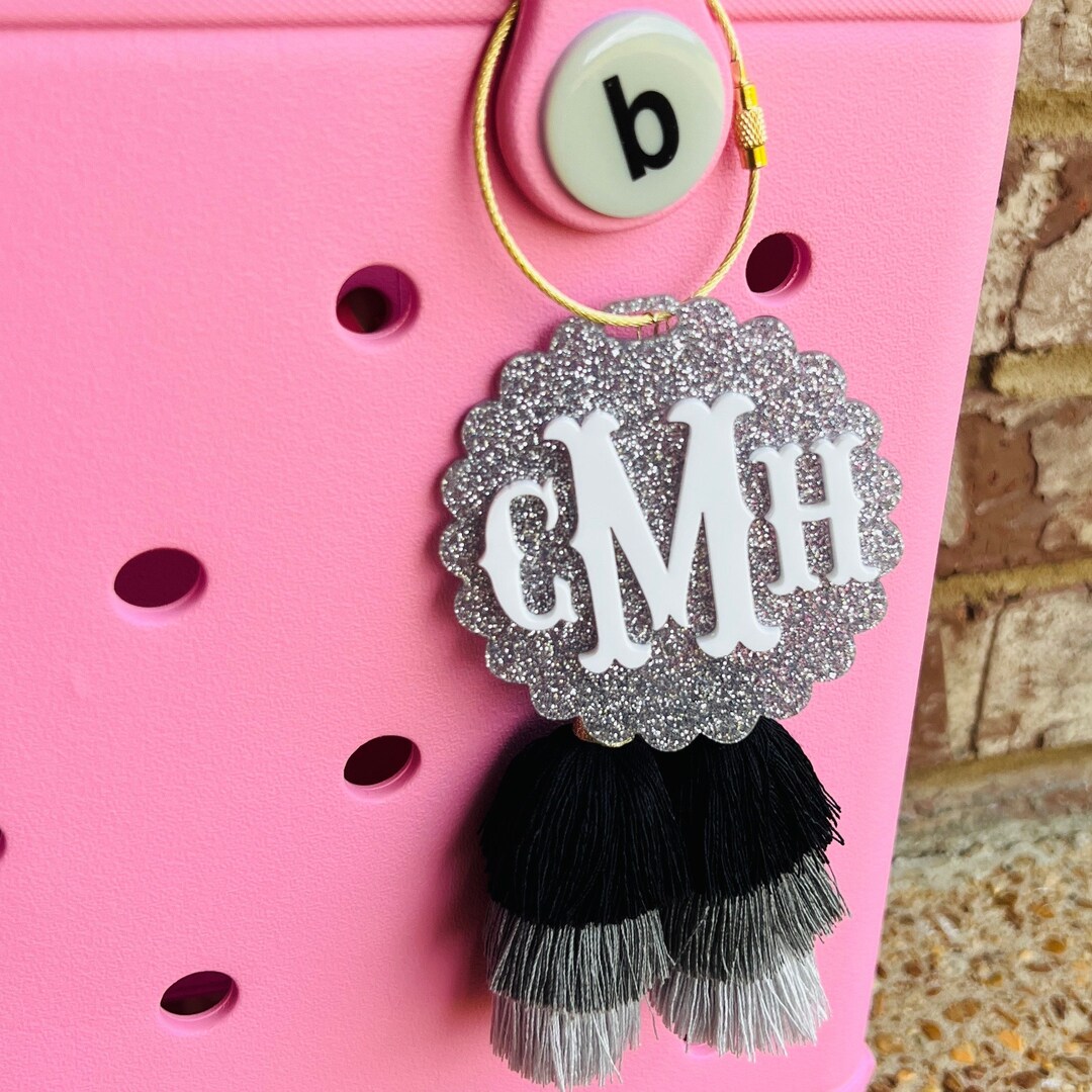 Monogram Bag Tag Bogg Bag Tassel Beach Tote Charm Personalized Bag ...
