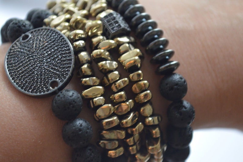 Rockstar Bracelet Set/stretch Bracelets/mixed Colors/hematite/gold ...