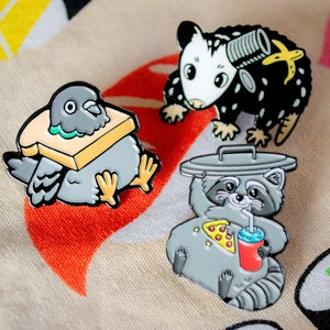 Snack Raccoon Enamel Pin - Etsy