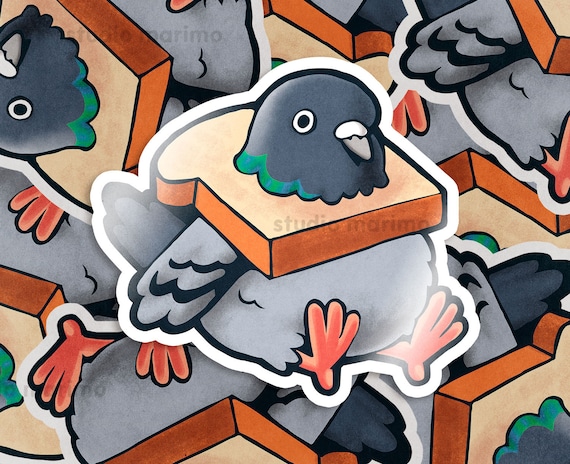 Fat Bread Pigeon Vinyl Sticker | Etsy