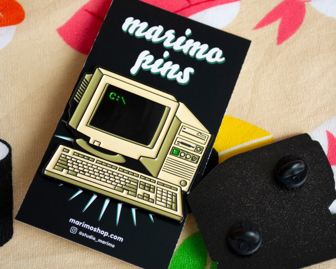 Retro 386 Computer BIG Enamel Pin - Etsy