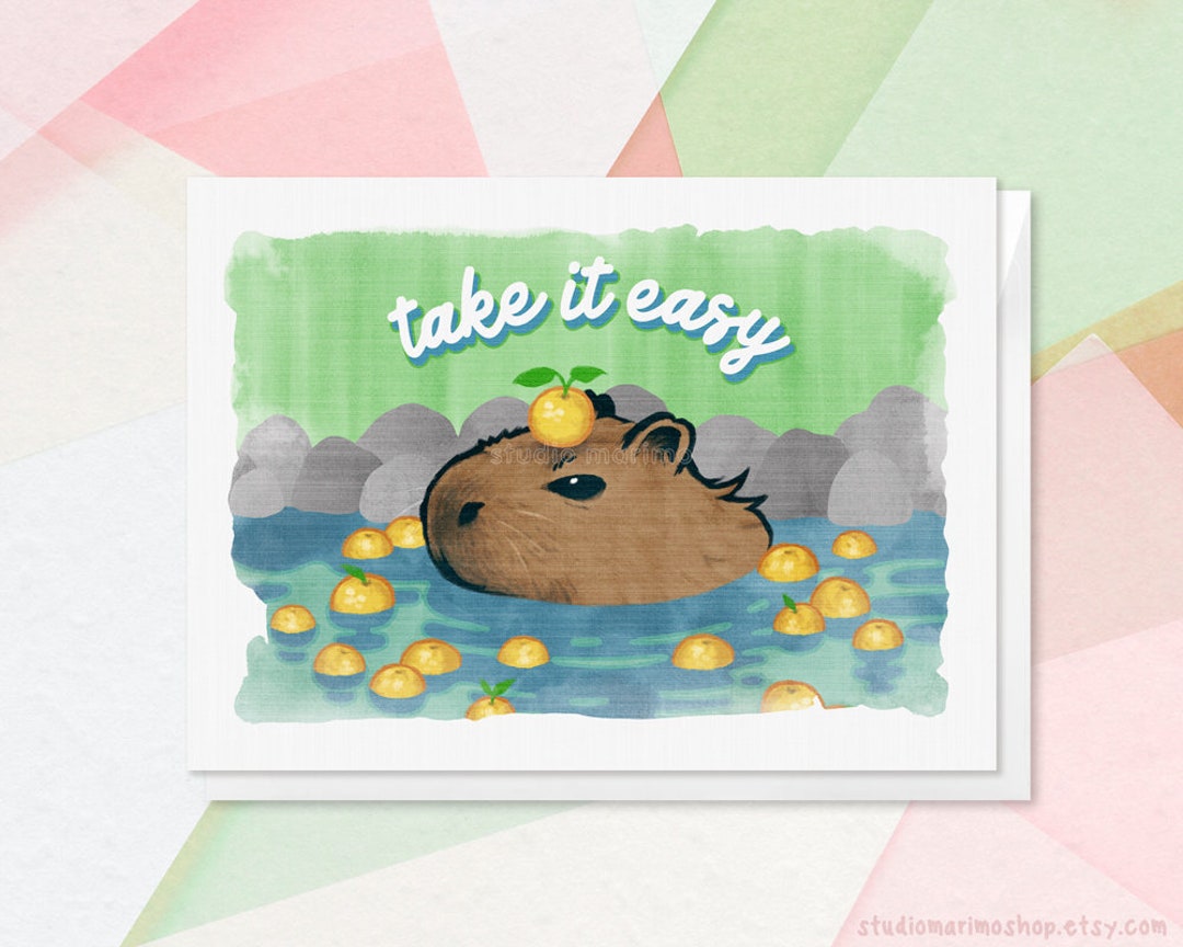 5-1/8" X 7" Relaxing Capybara Greeting Card [customizable] - Etsy
