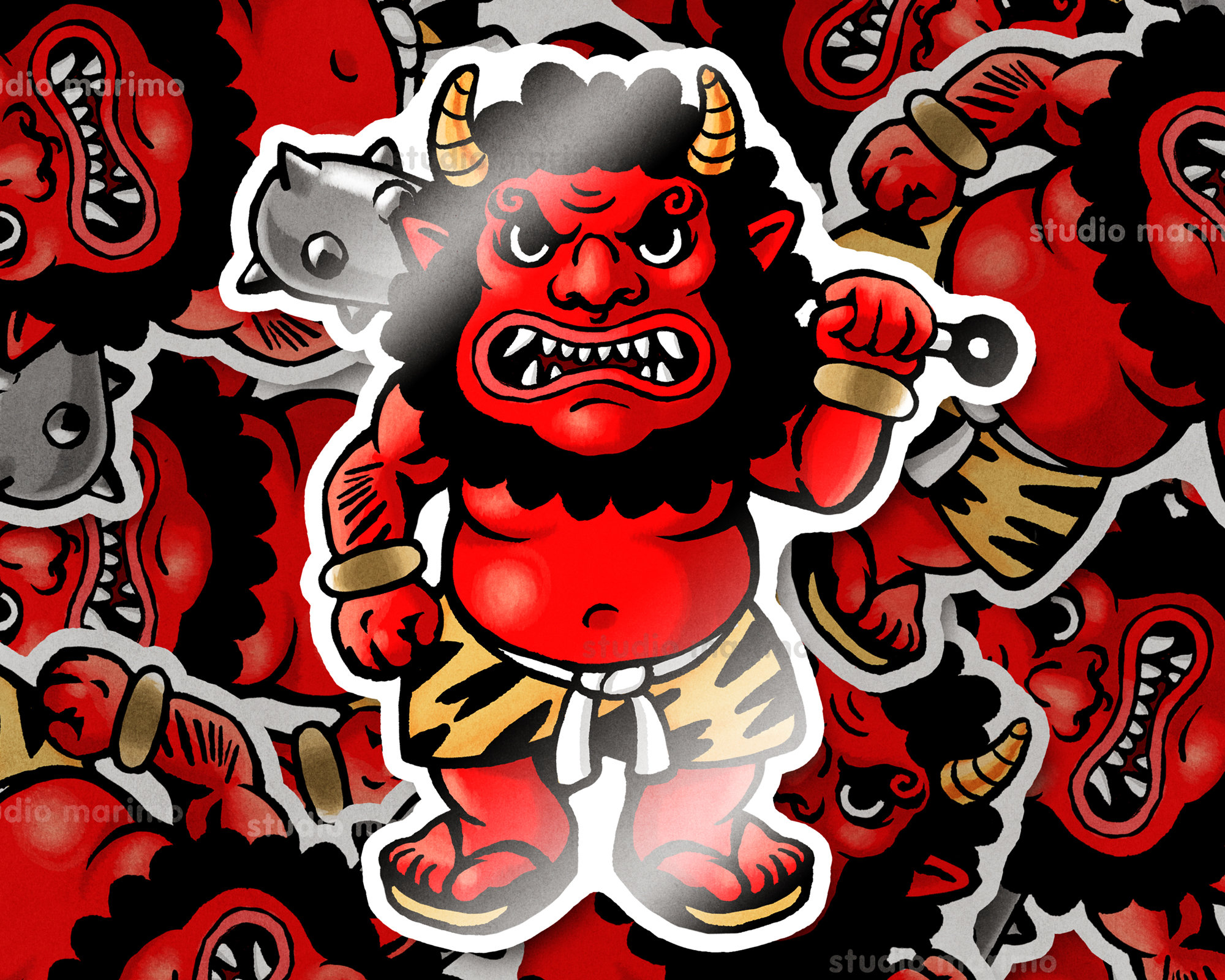 Oni Yokai Vinyl Sticker | Etsy