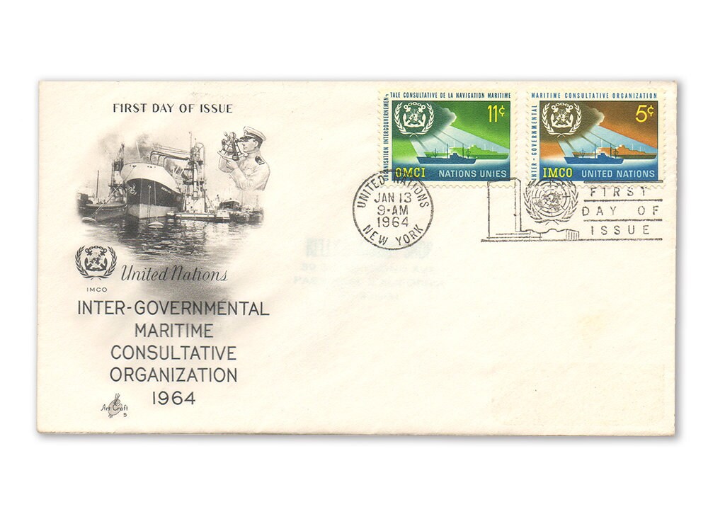 United Nations FDC, Marine Safety, First Day Cover, Artcraft Envelope ...