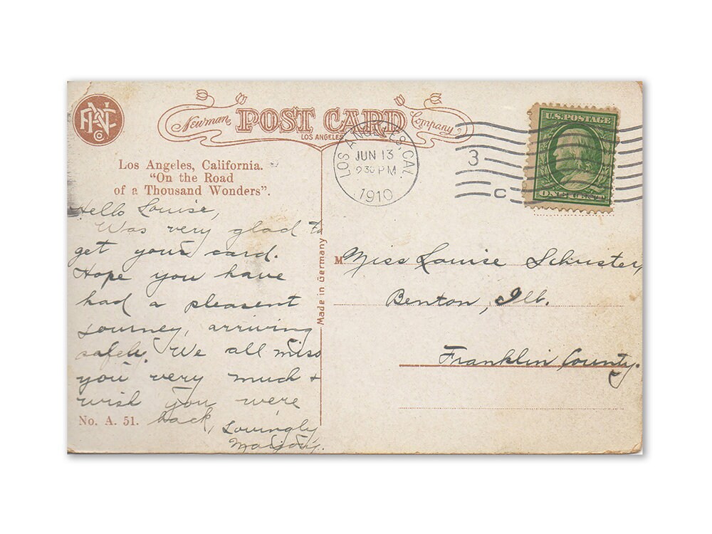 Los Angeles, Movie Location, Newman Post Card Co, Vintage Postcard ...
