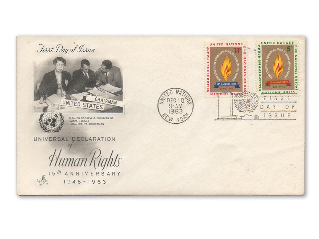 United Nations FDC, Human Rights, First Day Cover, Artcraft Envelope ...