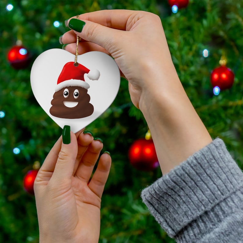 Christmas Poo Emoji Ceramic Ornament 4 Shapes - Etsy