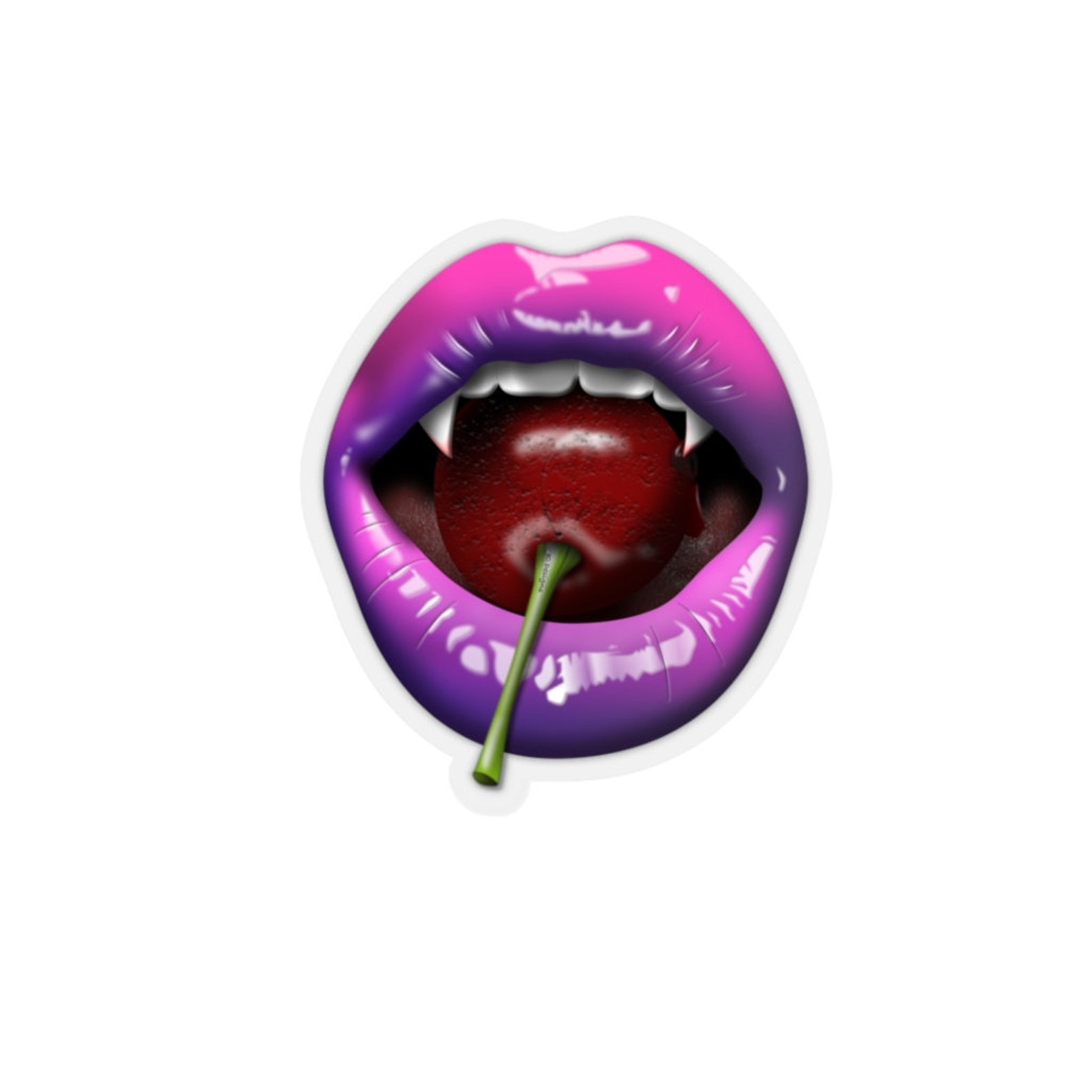 Pink and Purple Vampire Lips Kiss-cut Stickers - Etsy