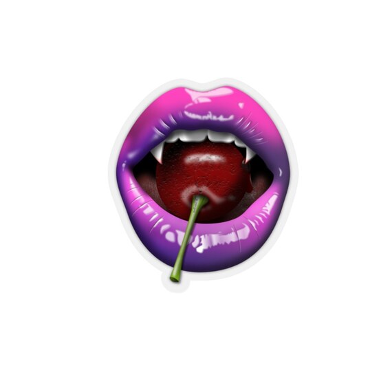 Pink and Purple Vampire Lips Kiss-cut Stickers | Etsy