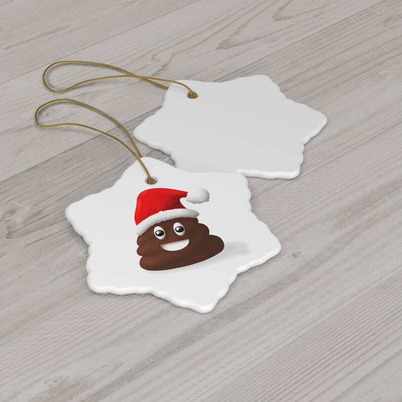 Christmas Poo Emoji Ceramic Ornament 4 Shapes - Etsy