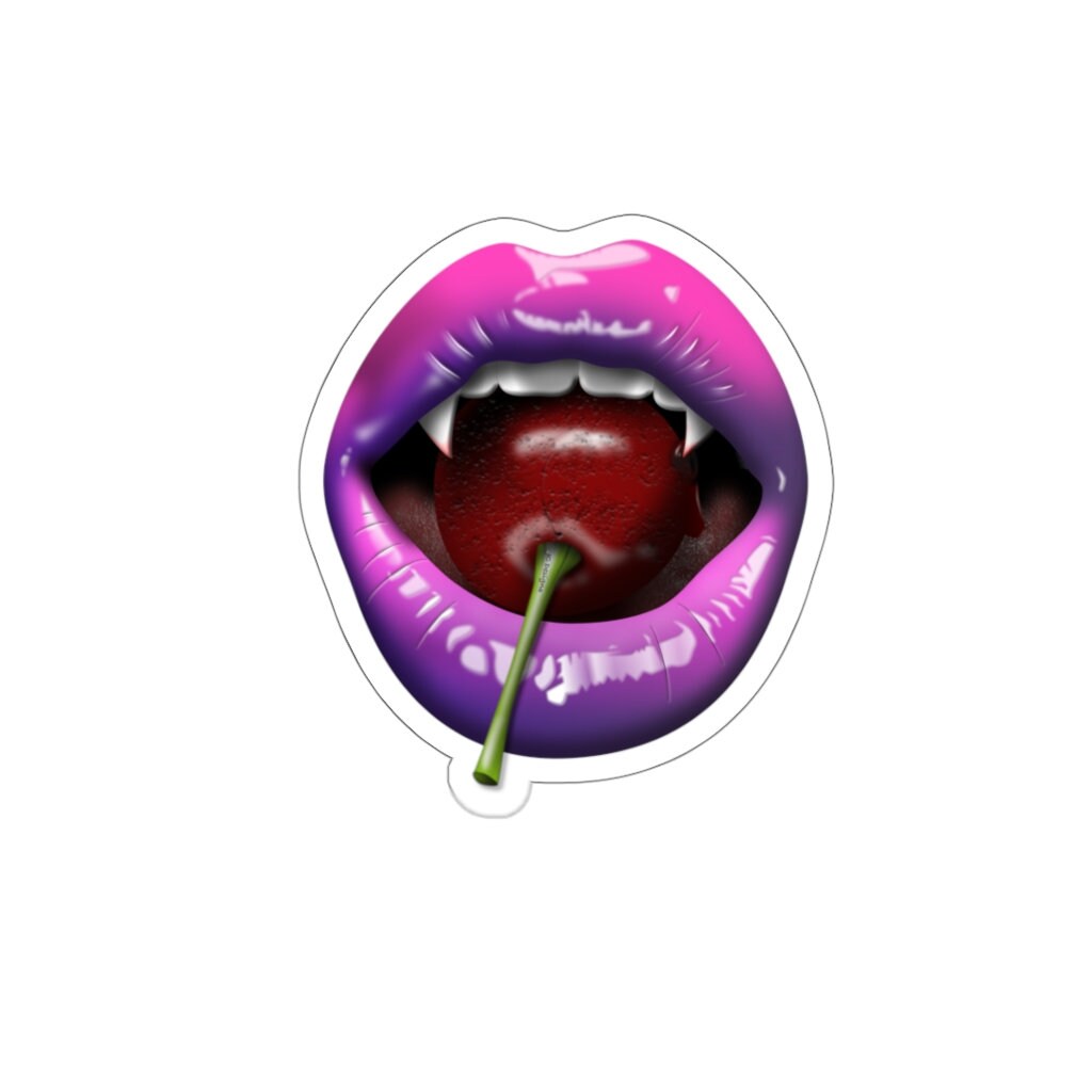 Pink and Purple Vampire Lips Kiss-cut Stickers - Etsy