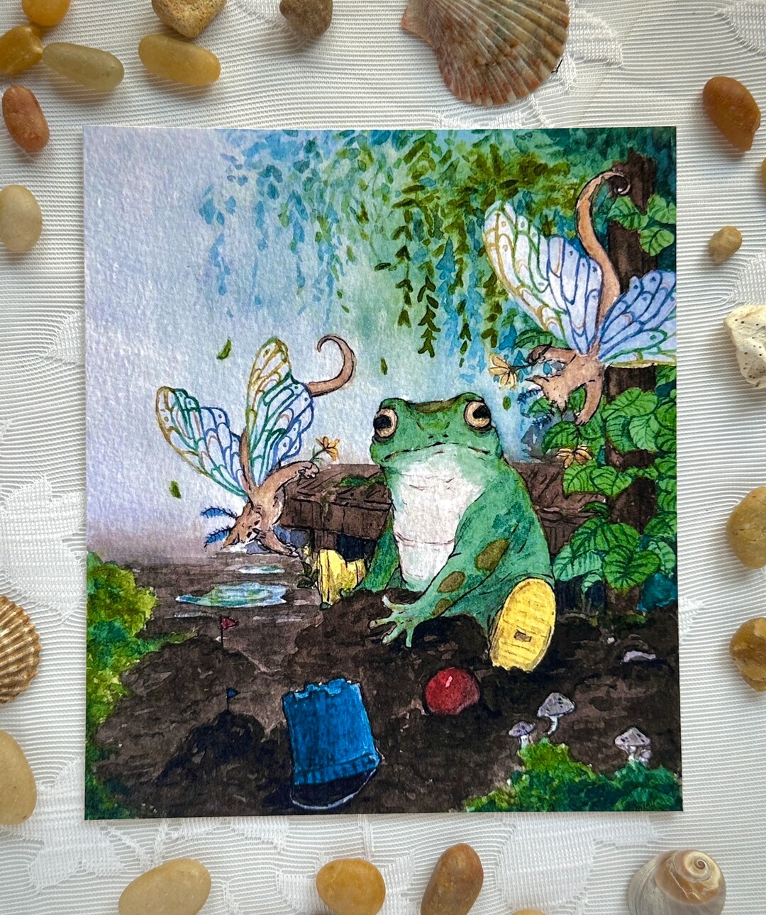 Frog Boy at Play Art Print | Watercolour | Frog Art | Cottage Core ...