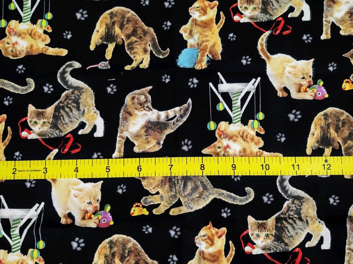 Cat Print Cotton Sewing Fabric. Cats Print 100% Cotton fabric | Etsy