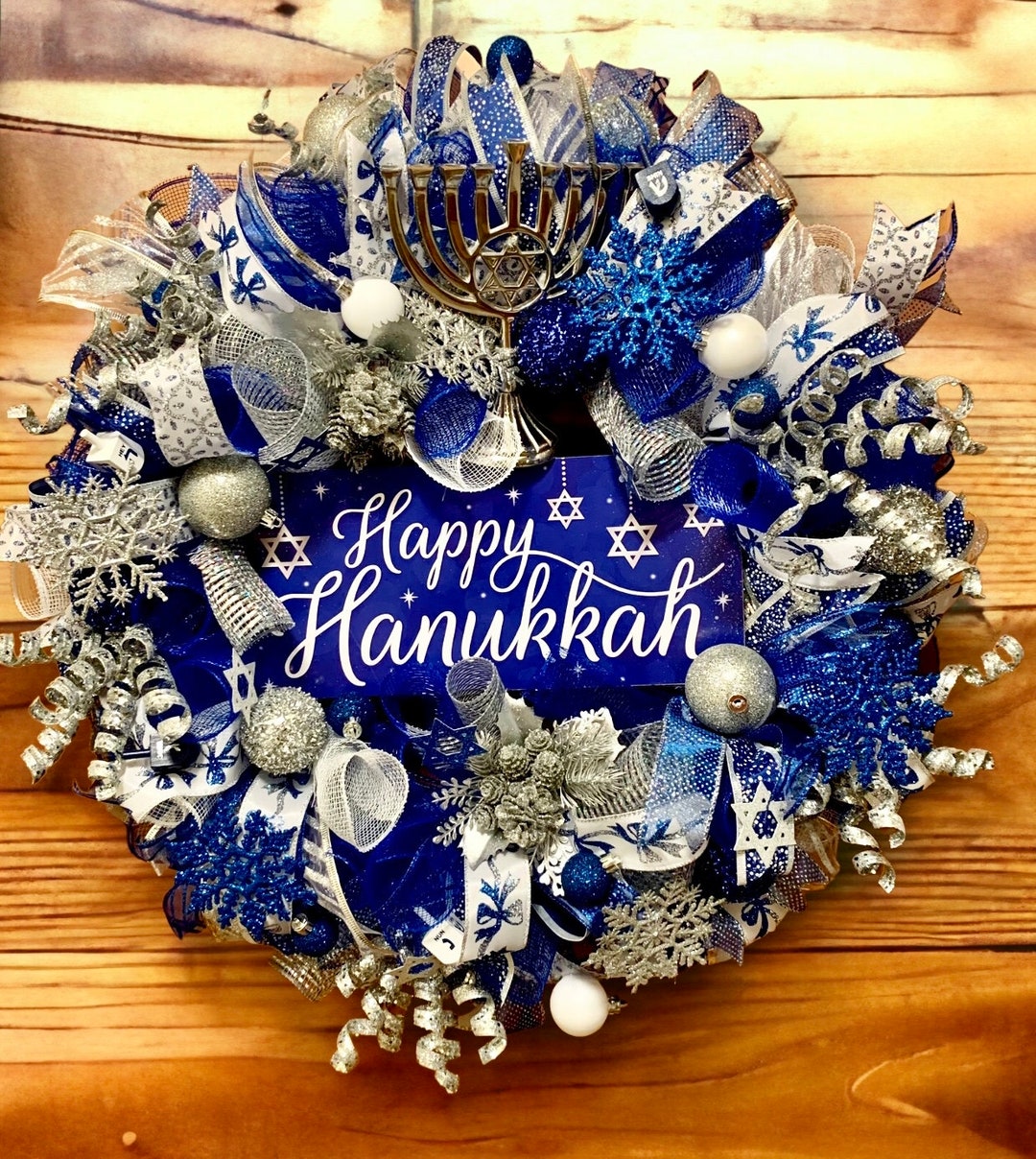 Hanukkah Wreath, Happy Hanukkah Wreath, Hanukkah Decoration, Hanukkah ...