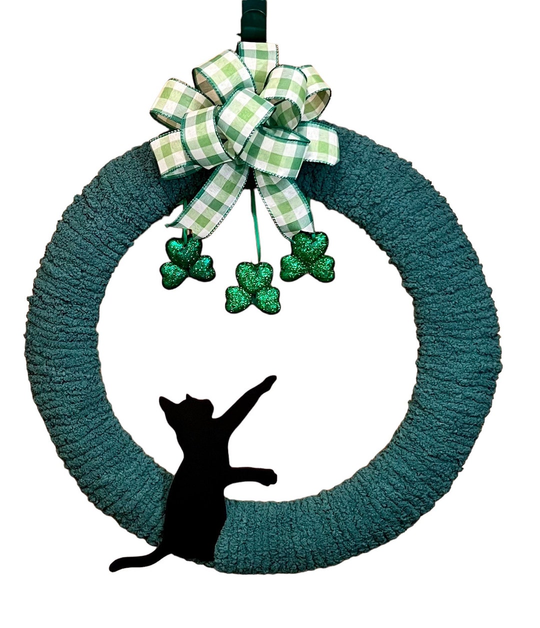 St Patricks Day Cat Wreath, Cat Wreath, Cat Lovers Wreath, St Patricks ...