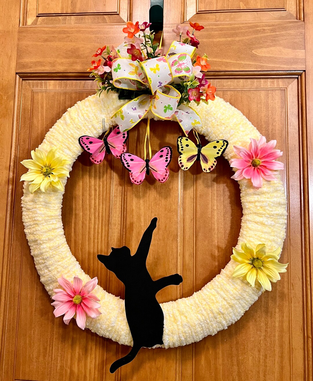 Spring/summer Cat Wreath, Cat Lovers Wreath, Cat Wreath, Summer Wreath ...
