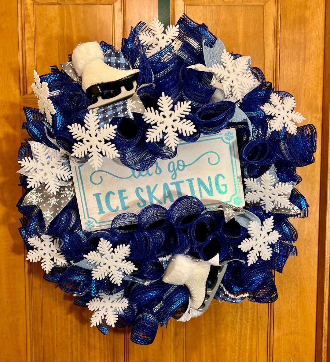 Ice Skating Wreath, Winter Wreath, Ice Skates, Ice Skater Wreath ...