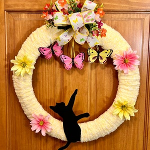 Spring/summer Cat Wreath, Cat Lovers Wreath, Cat Wreath, Summer Wreath ...