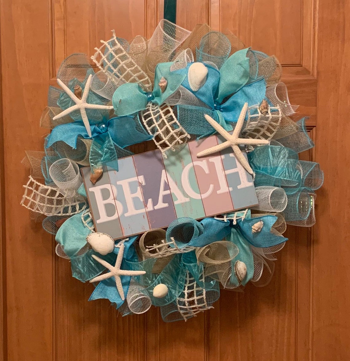 Beach Wreath Beach Theme Deco Mesh Wreath Beach Wreath - Etsy
