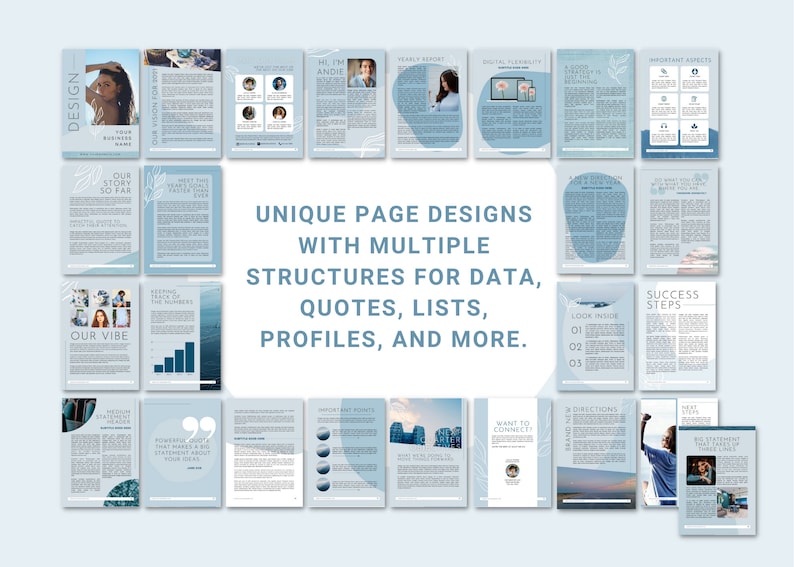 25 Page Soft Blue Ebook Template for Canva, Editable Workbook, Lead ...