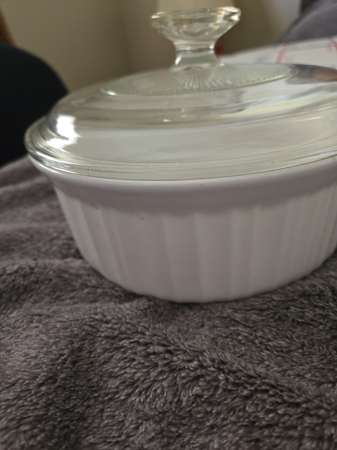 Vintage Corning Ware French White Stoneware Covered Cassarole, Round 2. ...