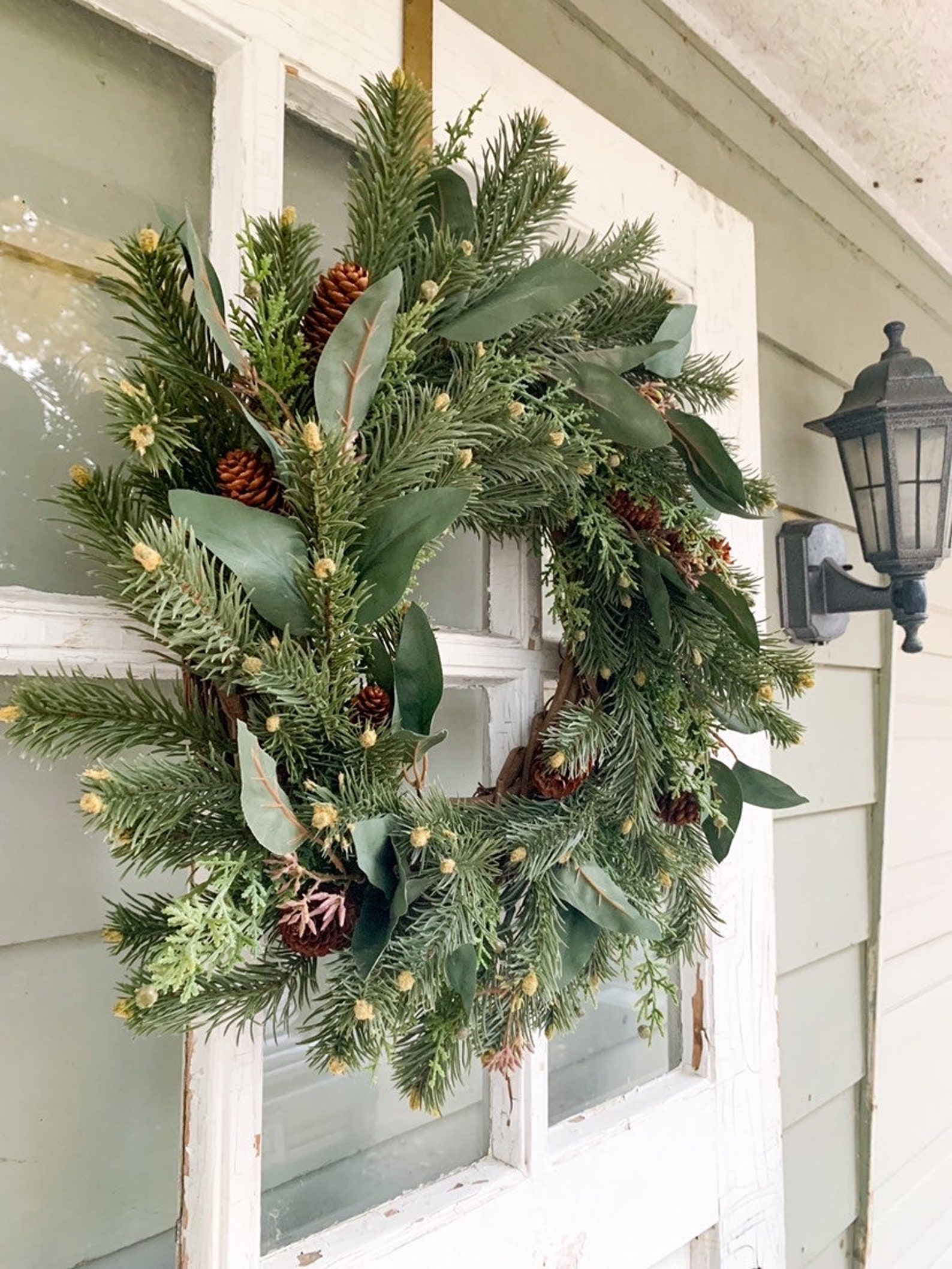Rustic Winter Pine and Eucalyptus Wreath Holiday Wreath - Etsy