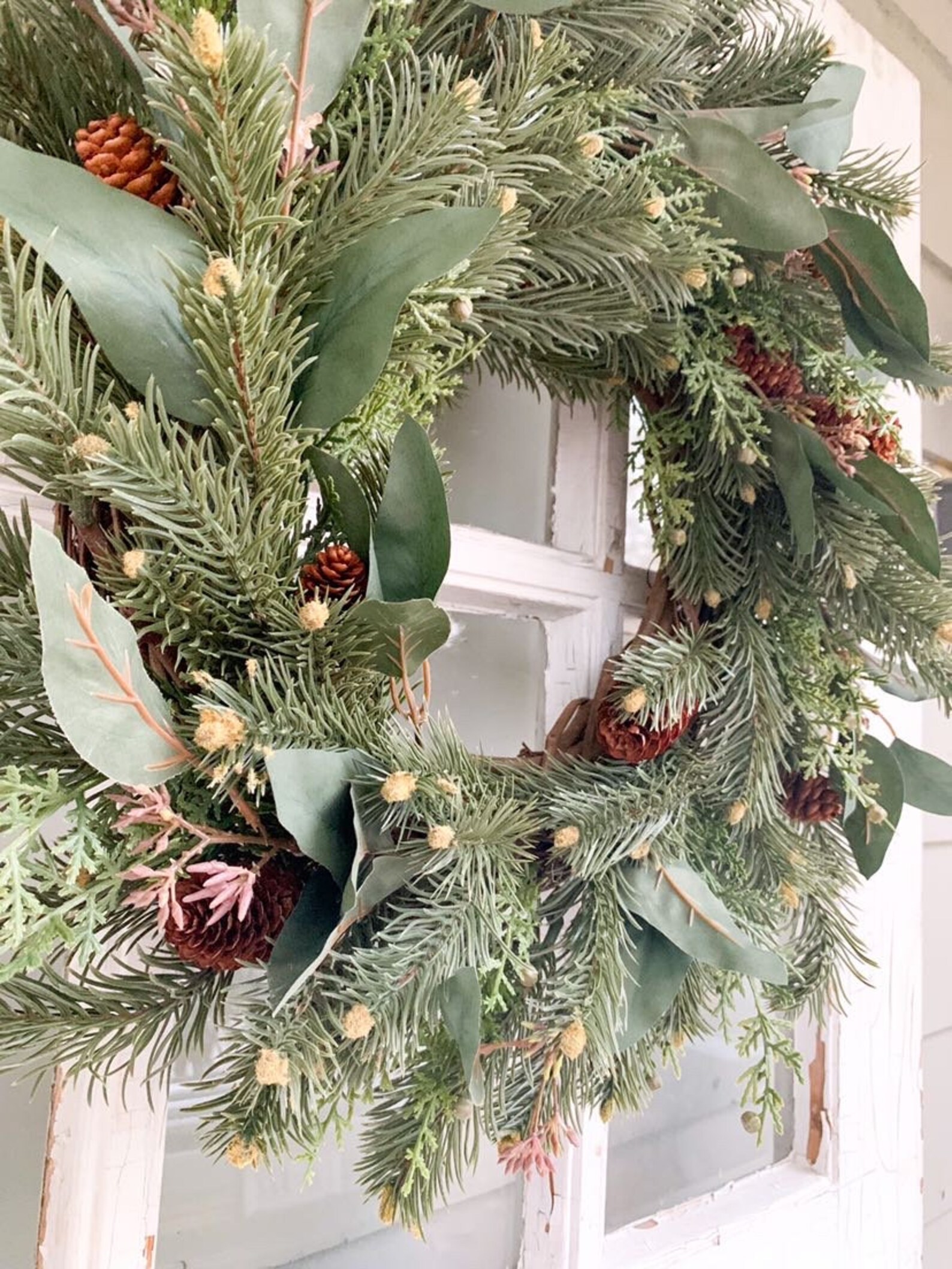 Rustic Winter Pine and Eucalyptus Wreath Holiday Wreath - Etsy