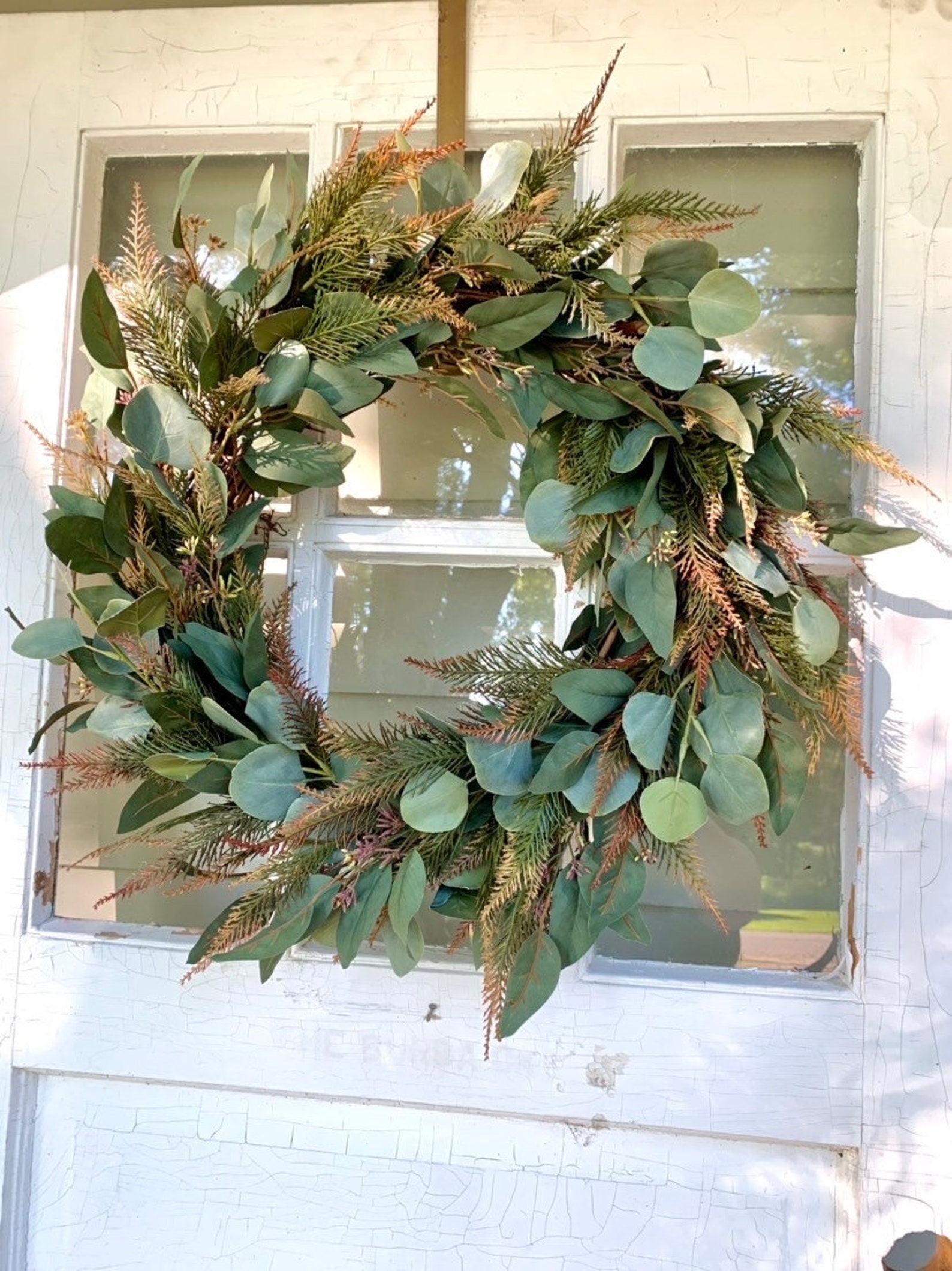 All Year Round Faux Greenery Wreath | Front Door Wreath | Greenery ...