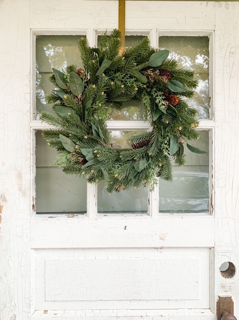 Rustic Winter Pine and Eucalyptus Wreath Holiday Wreath - Etsy