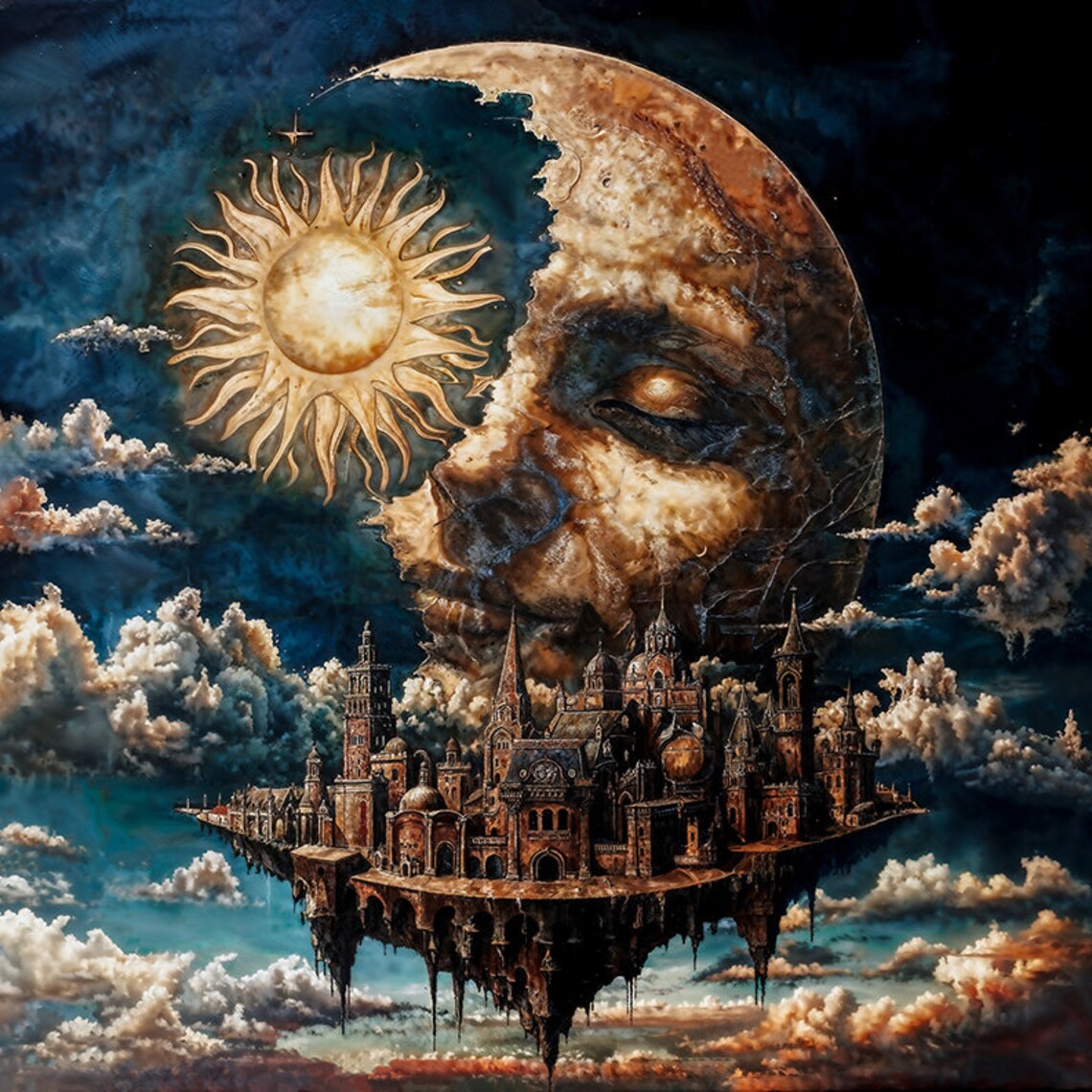 Original "sun, Moon and the Small World" Flat Earth Art. Printed on ...