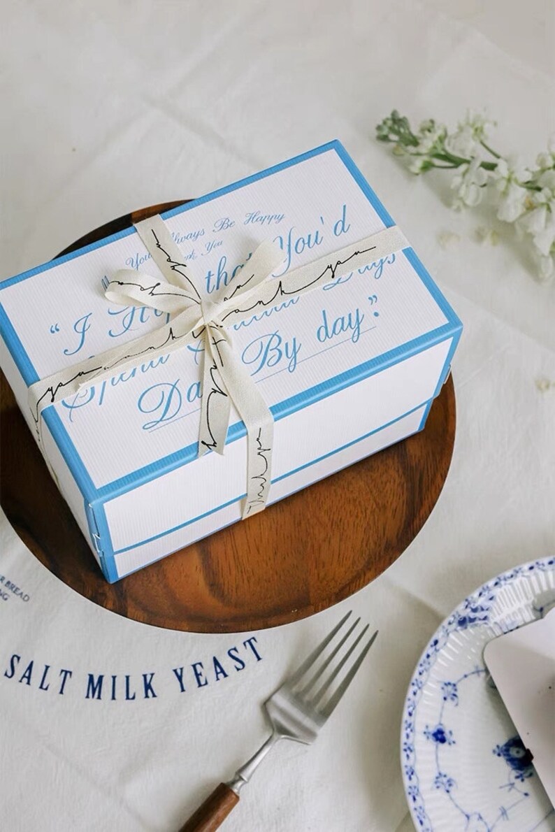 White and Blue Cake Boxes With Cardboards – Cookies Packaging- Baked ...