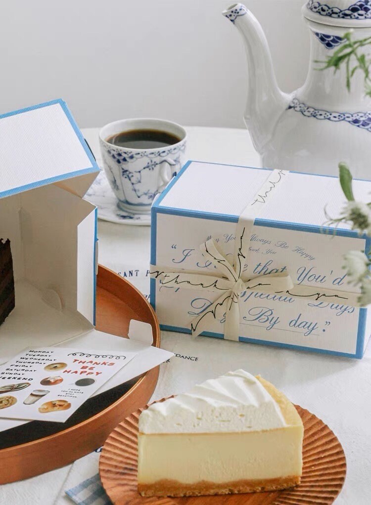 White and Blue Cake Boxes With Cardboards – Cookies Packaging- Baked ...