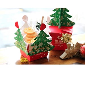 Merry Christmas Gift Boxes -christmas Tree Green and Red Favor Box ...