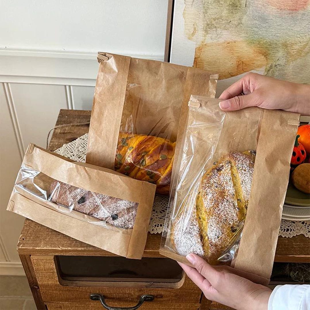 Kraft Bread Bags With Clear Window: Eco-friendly Bakery Packaging (set ...