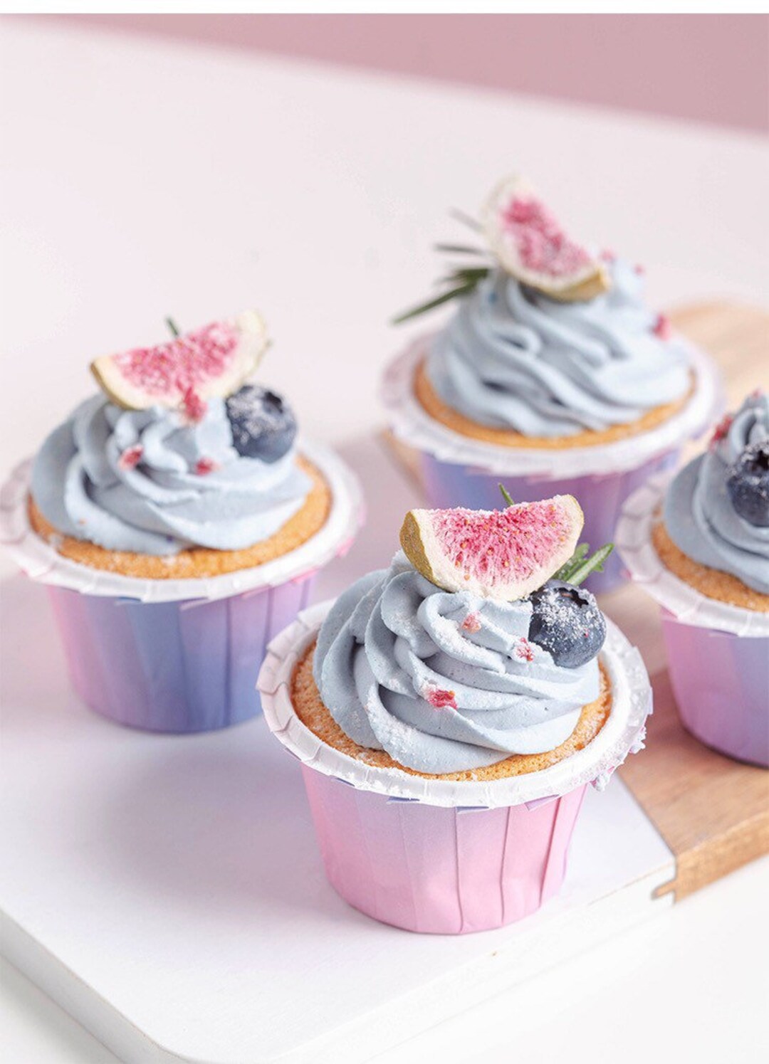 Pink & Blue Gradient Color Baking Cups - Decorative Border Cupcake ...